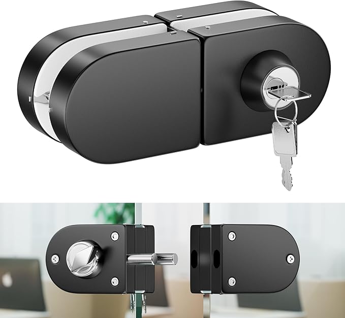 Amazon.com: Ranbo Frameless Double-Sided Glass Door Lock,Clamp-On No ...