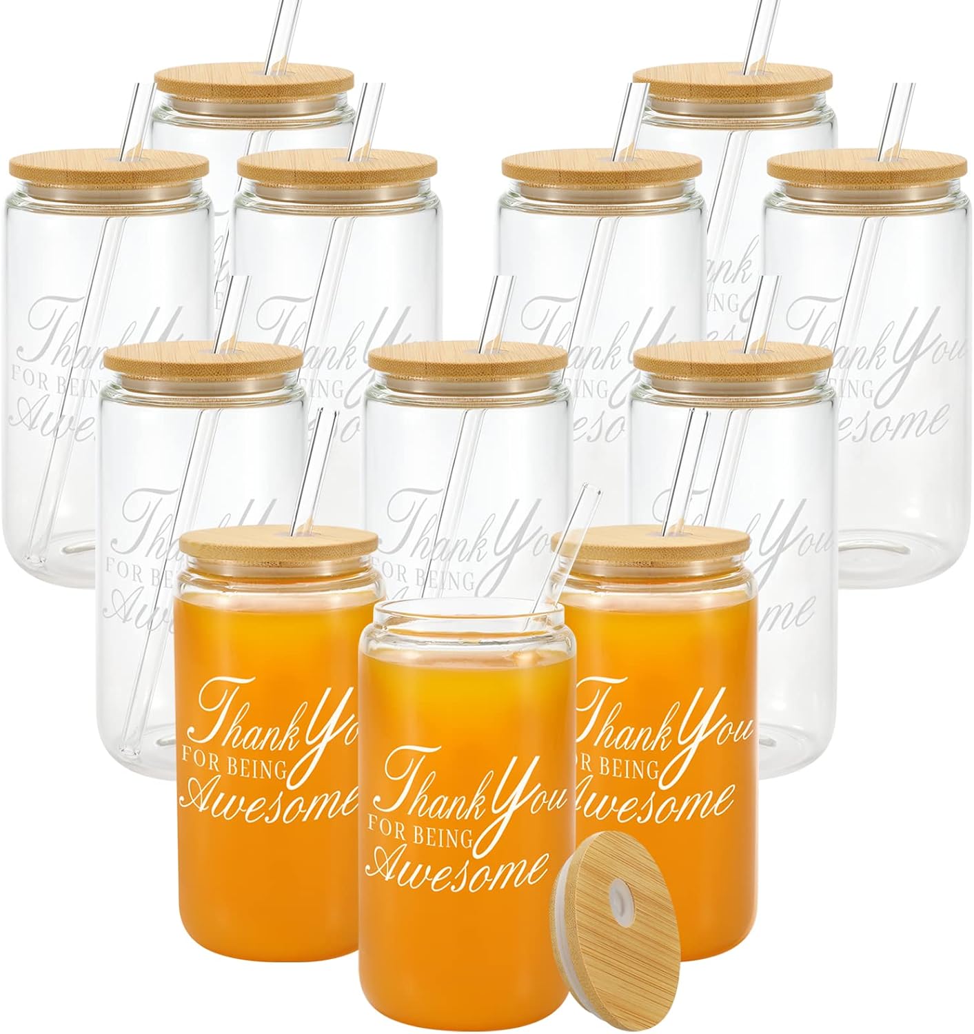 Amazon.com: Thank You for Being Awesome Drinking Glass with Bamboo Lids ...