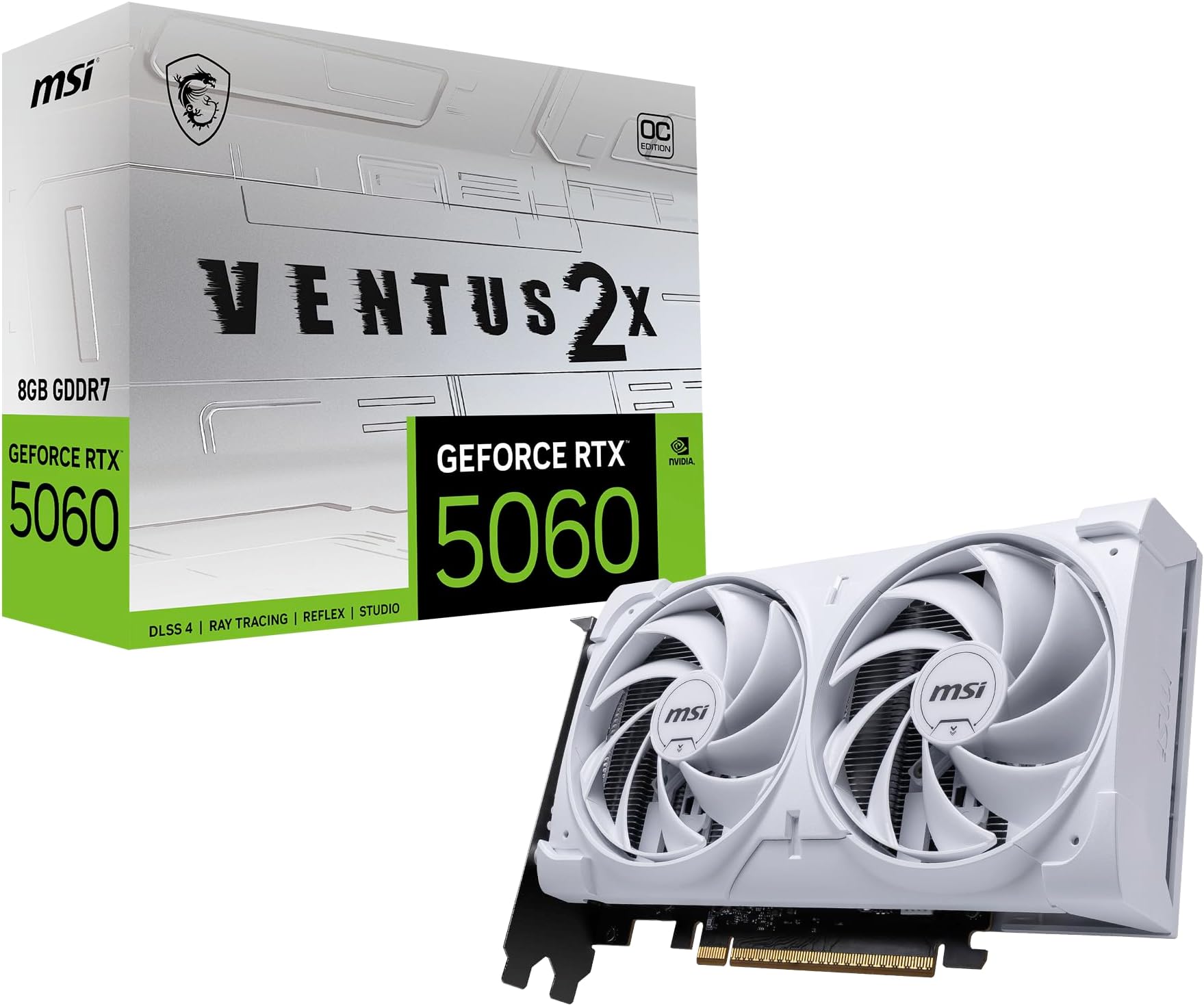 MSI Gaming RTX 5060 8G Ventus 2X OC White Graphics Card (8GB GDDR7,TBA ...