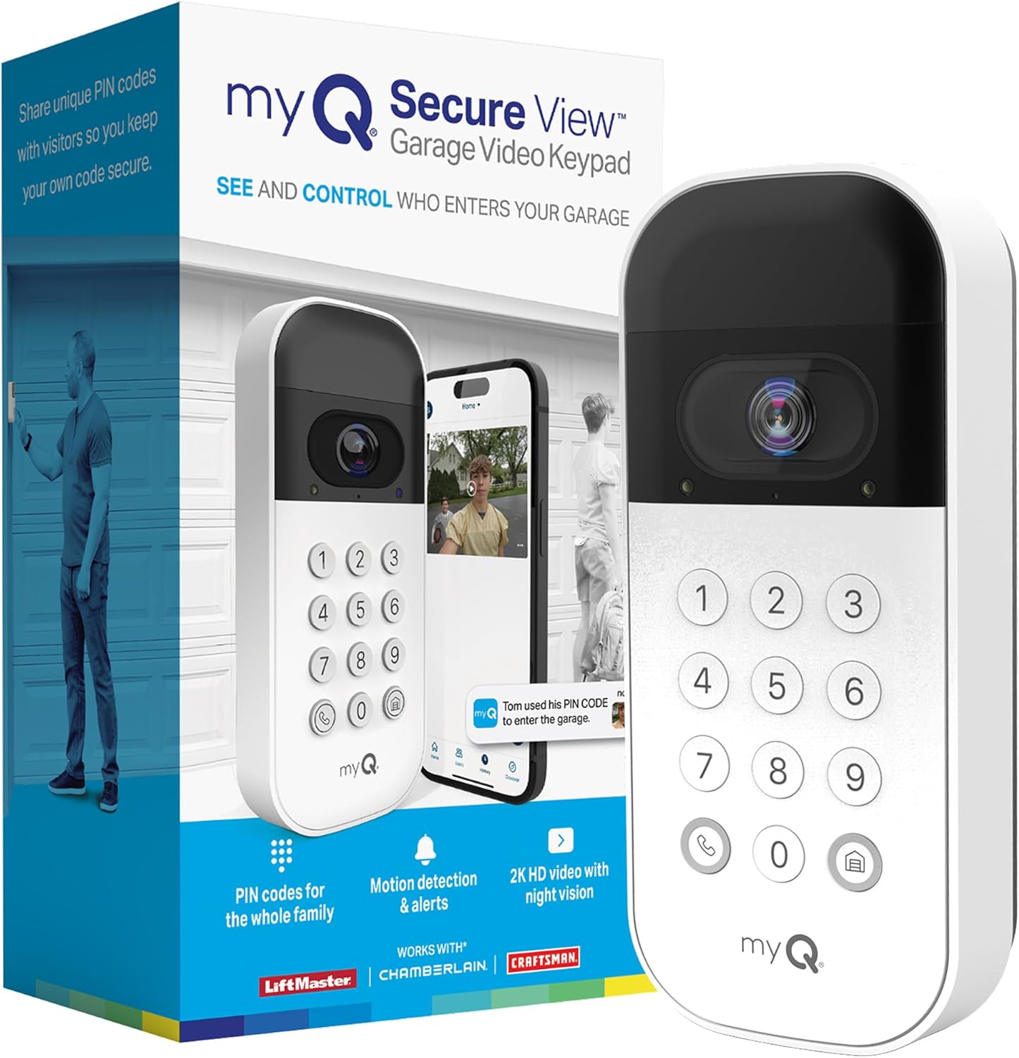 Amazon.com: myQ Smart Garage Door Video Keypad with Wide-Angle Camera ...