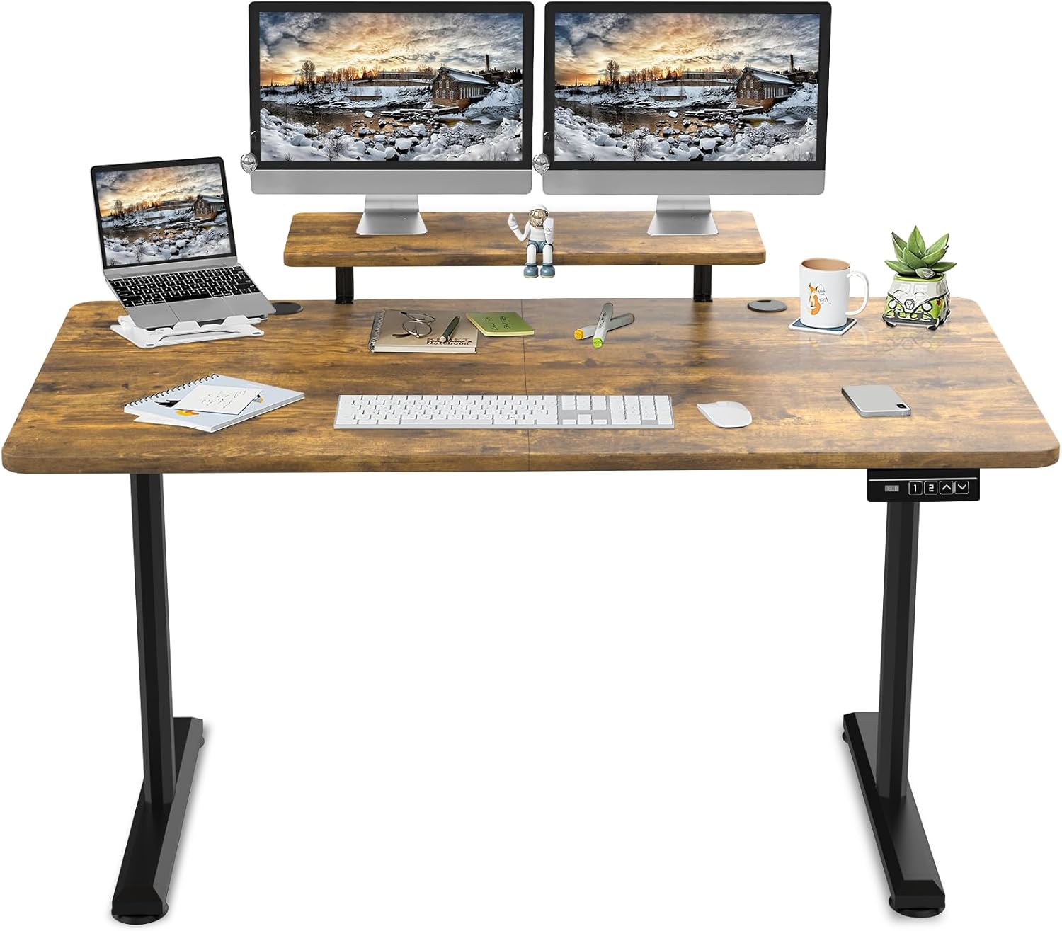 TRIUMPHKEY 160x70cm Large Height Adjustable Standing Desk with Monitor ...