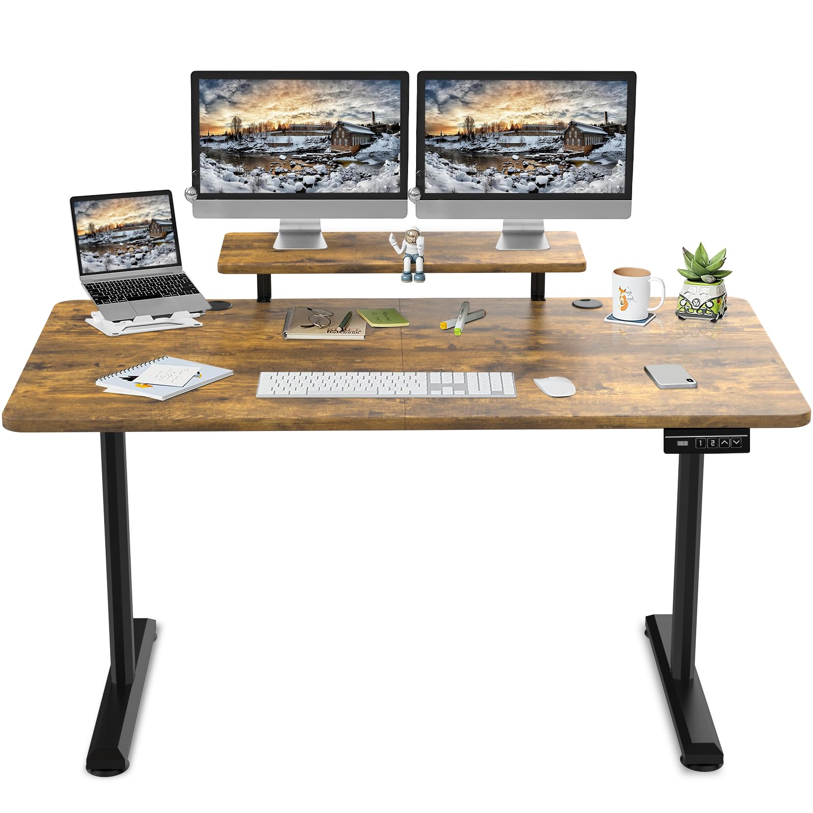 TRIUMPHKEY 160x70cm Large Height Adjustable Standing Desk with Monitor ...