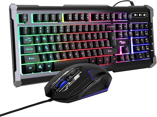 Amazon.com: BAKTH Rainbow LED Backlit Mechanical Feeling Gaming ...