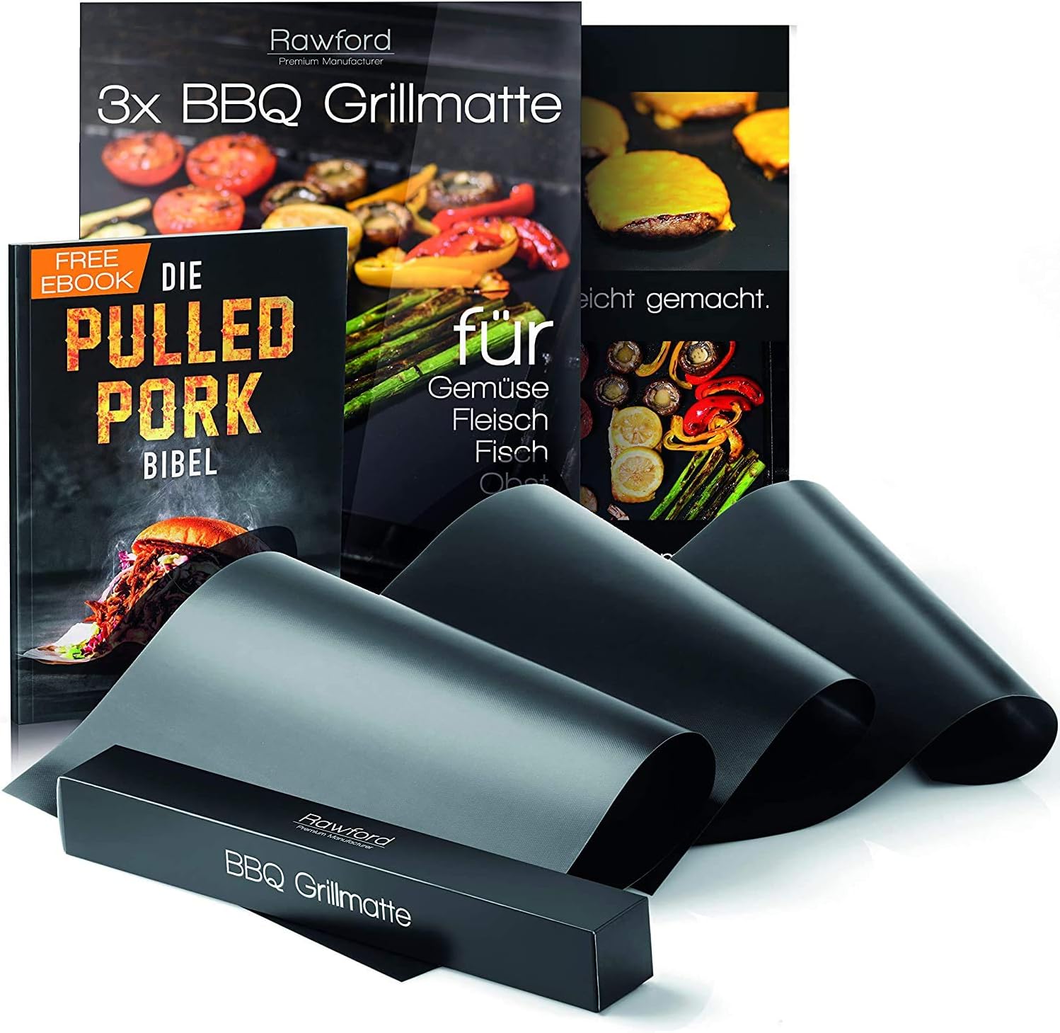 Rawford Premium Grillmatte Gasgrill (3 Stück) - BBQ Grillmatte ...
