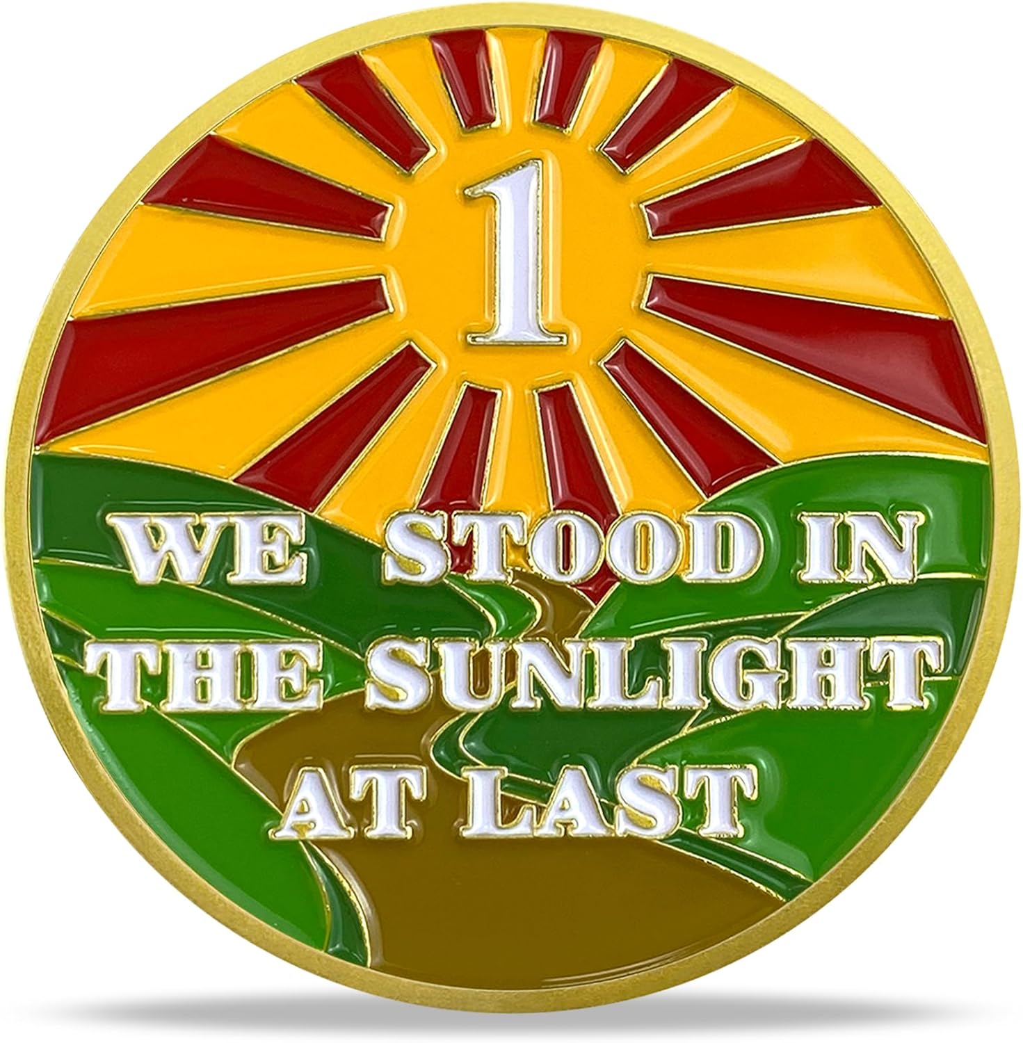 Amazon.com : 1 Year Sobriety Chip Gold Plated Sunlight AA Medallion ...
