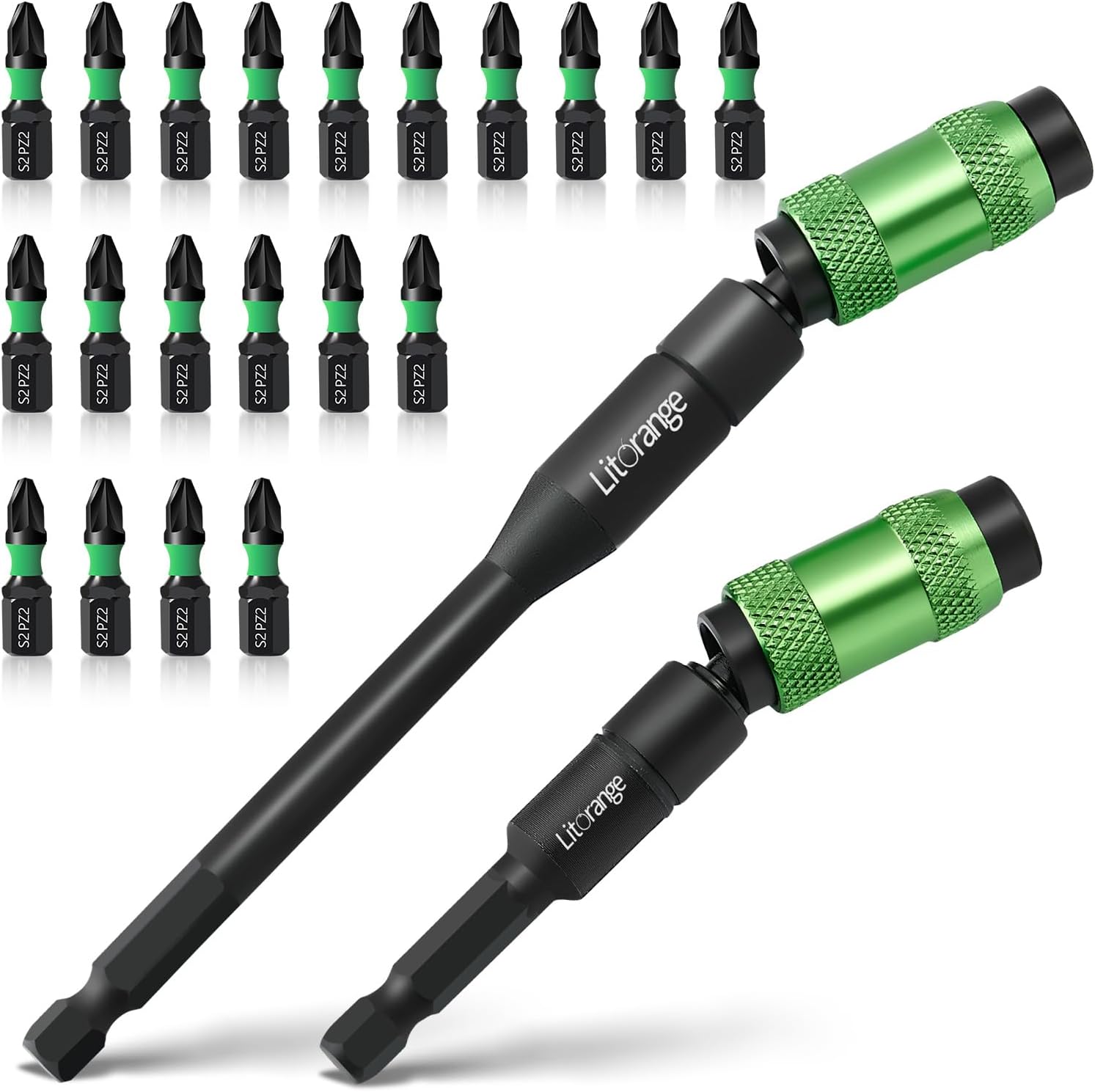 LitOrange 22Pcs 90mm & 145mm Magnetic Pivoting Impact Screwdriver Drill ...