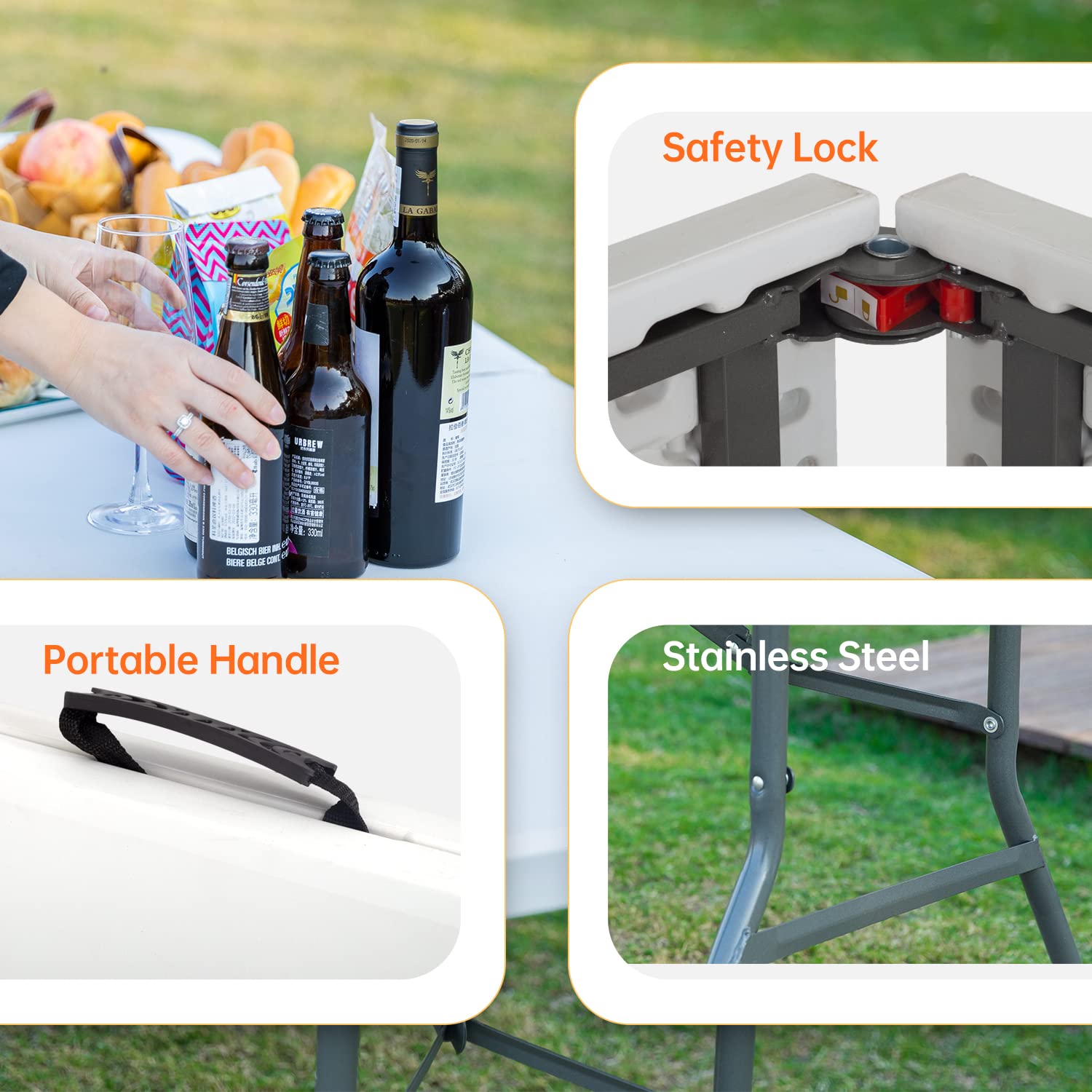 Snapklik.com : PayLessHere Outdoor Dining Table 8FT Plastic Camping ...