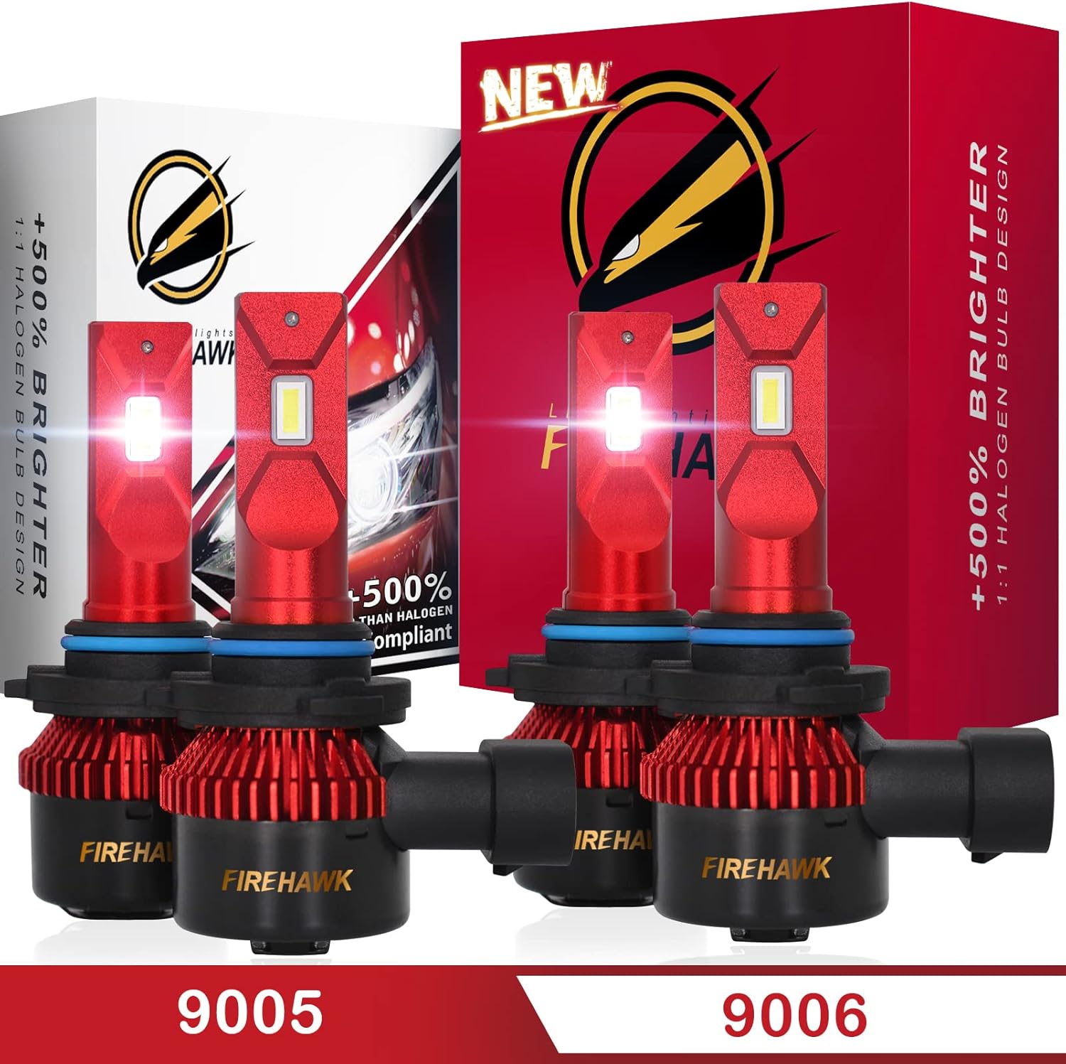 Firehawk 9005/HB3 and 9006/HB4 LED Headlight Bulbs Combo Kit 40000LM ...