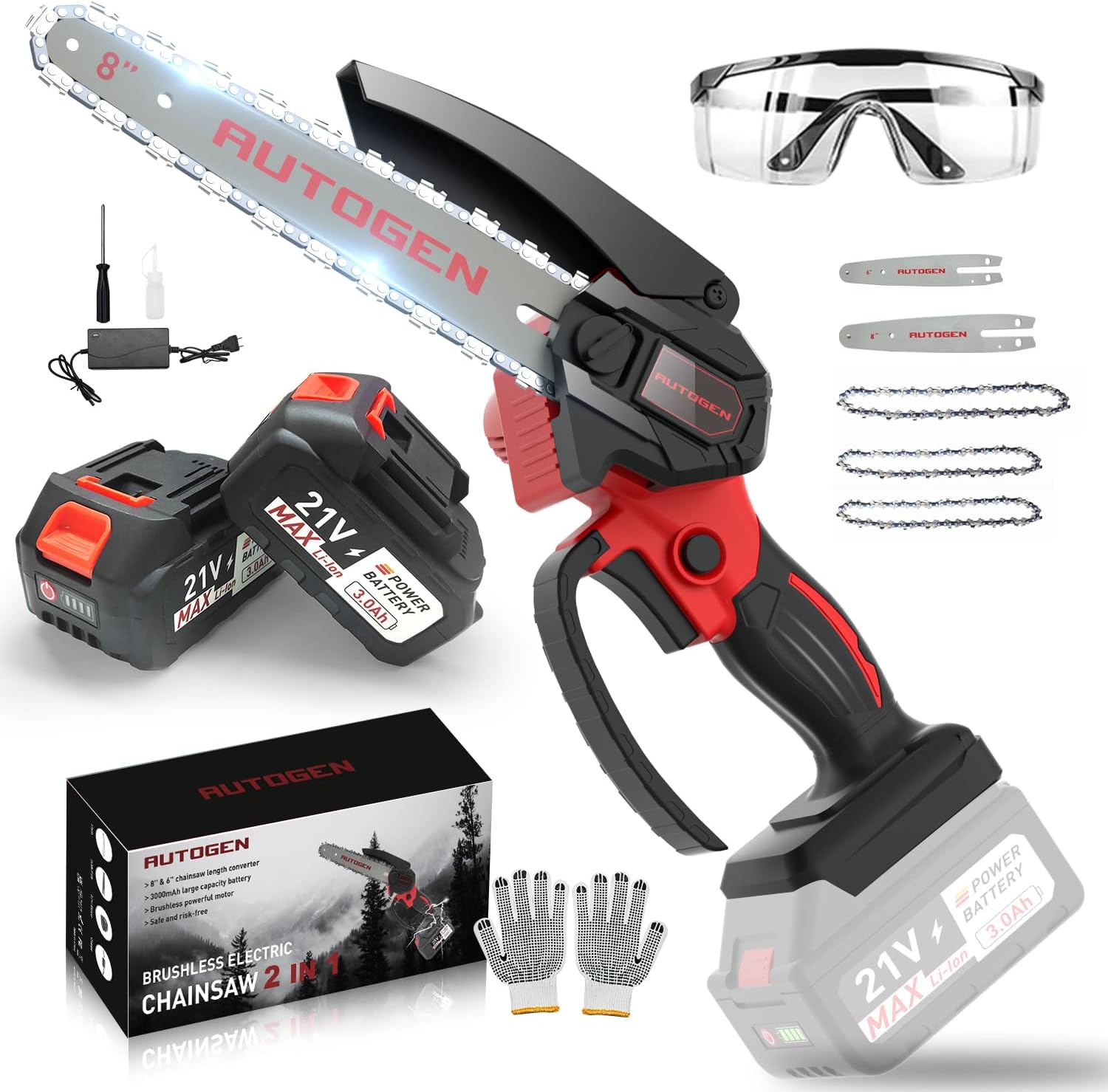 Amazon.com: AUTOGEN Mini Chainsaw, 8 Inch/6 Inch Mini Chainsaw Cordless ...