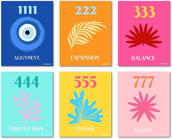 Amazon.com: LARKINROAD 6 Pack Angel Number Aura Preppy Poster ...