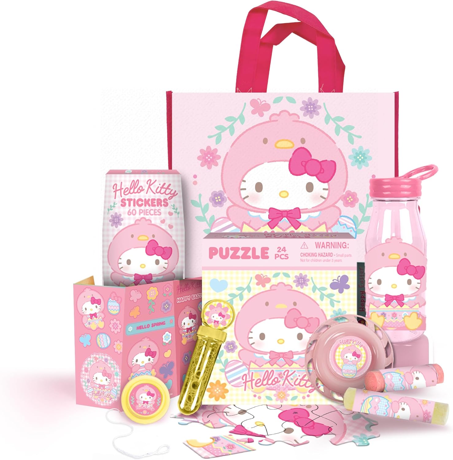Amazon.com: Megatoys Hello Kitty Tote Bag Gift Set - Tote Bag, 24-Piece ...