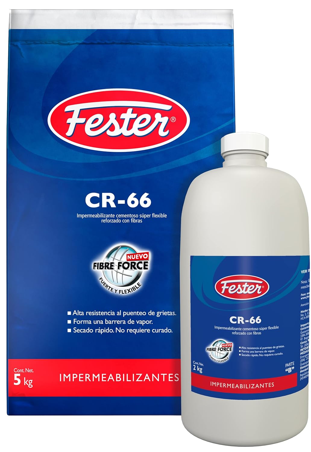 Fester Impermeabilizante Cementoso CR-66 Fibre Force Gris 7KG Súper ...