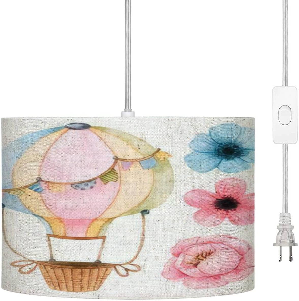 Plug in Pendant Light Watercolor clipart of cute balloon with basket ...
