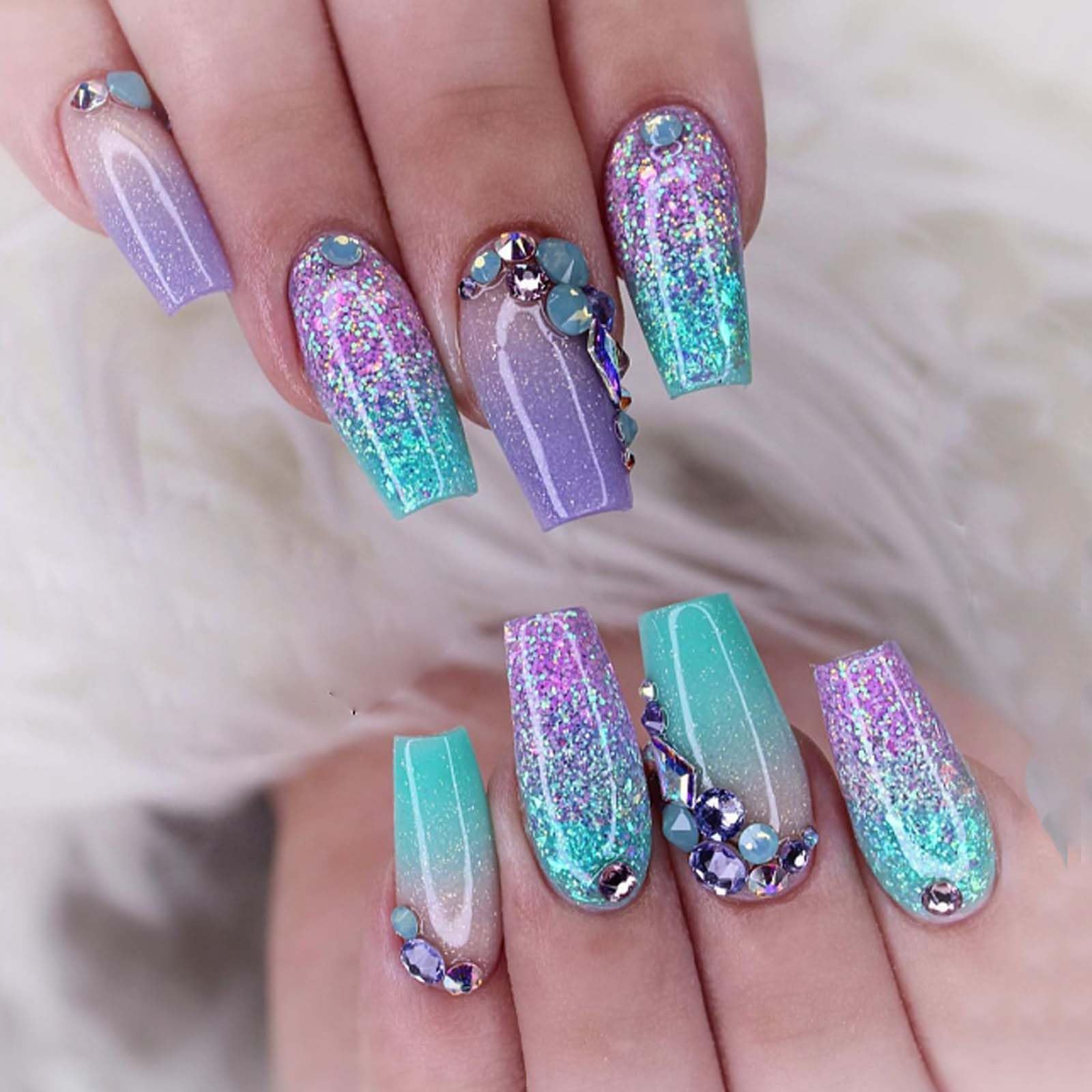 Amazon.com: DANMANR Coffin Long Press on Nails Full Cover Coffin Fake ...
