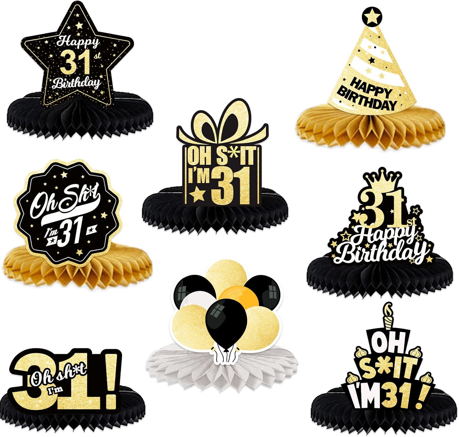 Amazon.com: Oh S*it I’m 31 Happy 31st Birthday Honeycomb Centerpieces ...