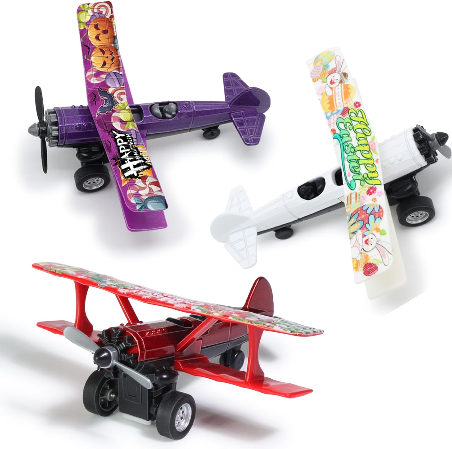 Amazon.com: Oriate 3 Pack Die-Cast Pull Back Toy Airplane Set, Aircraft ...