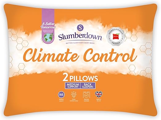 Slumberdown Climate Control Pillows 2 Pack - Temperature Regulating ...