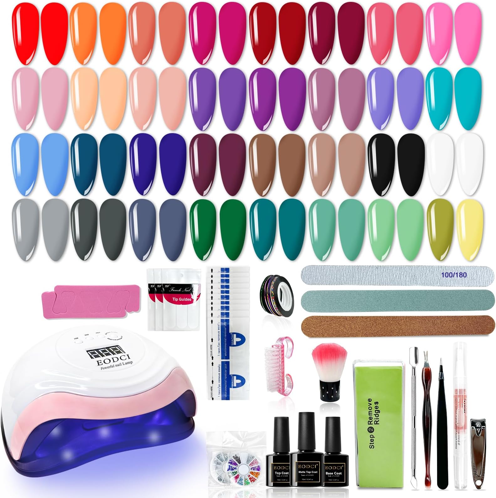 Amazon.com: EODCI 33 Colors Gel Nail Polish Kit With UV Light, 76 Pcs ...