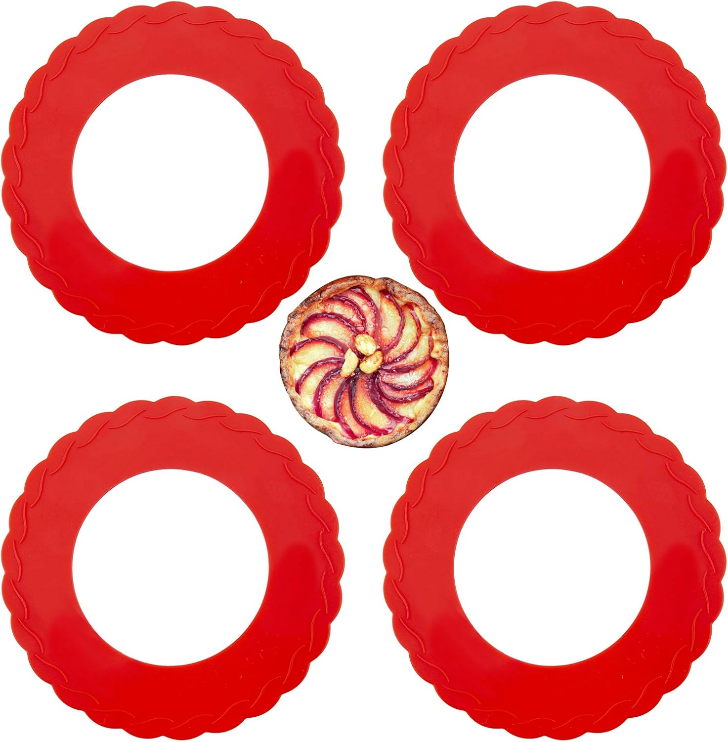 Amazon.com: 4 Pcs Mini Silicone Pie Pan Shields for Baking, Nonstick ...