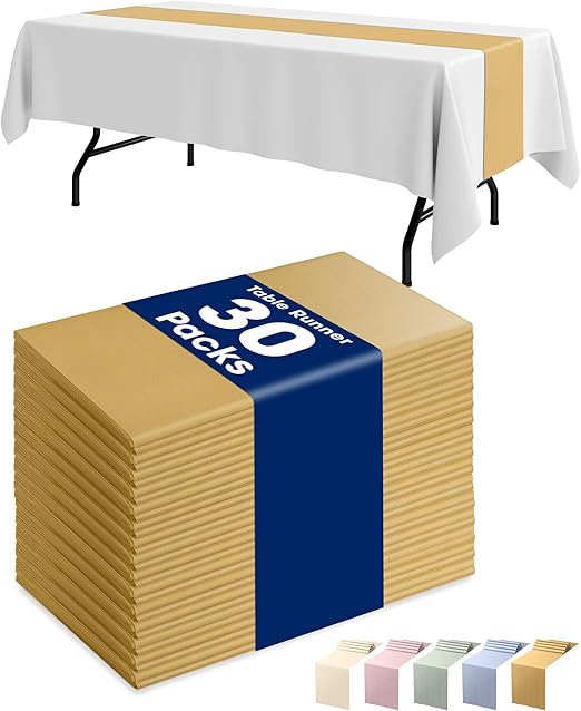 Amazon.com: Pureegg Gold Plastic Table Runners - 30 Pack, 14'' x 108 ...