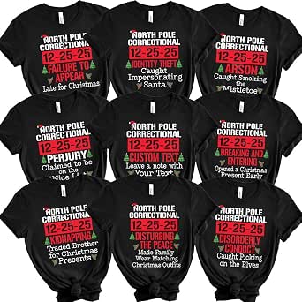 Funny North Pole Correctional Christmas Shirts, Family Matching Holiday ...