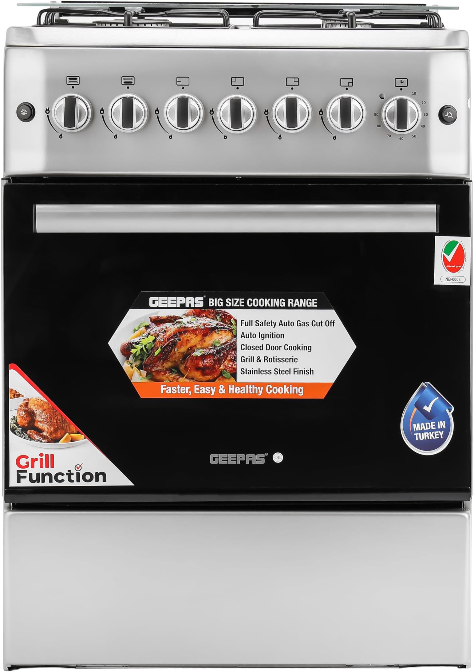 Geepas 60*60 Cm Cooking Range, 4 Gas Euro Pool Type Burners & 3mm Flat ...