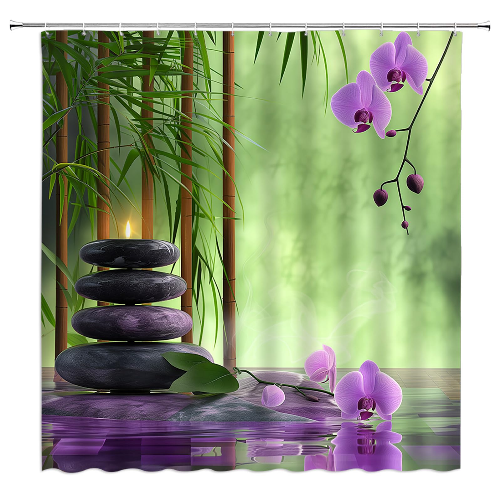 Amazon.com: ZKJSMGS Zen Garden Shower Curtain Spa Green Bamboo Black ...