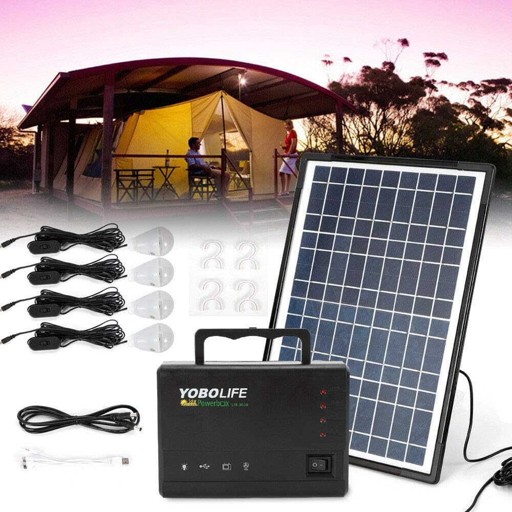 Amazon.com : Solar Panel Lighting Kit, Portable Solar Panel Power ...
