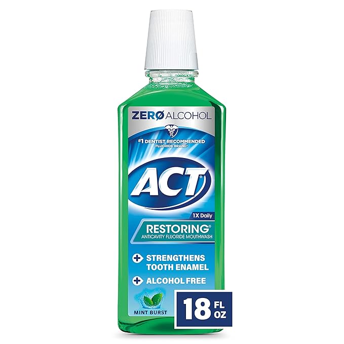 Amazon.com: ACT Restoring Zero Alcohol Fluoride Mouthwash 18 fl. oz ...