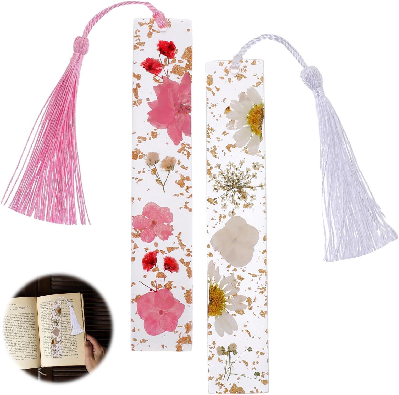 Amazon.com: Andibro Press Embossed Flower Book Mark, 2 Pcs Handmade ...