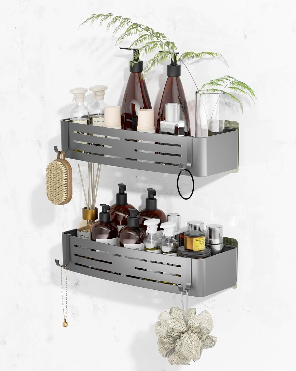 Amazon.com: Onemake Adhesive Shower Caddy, Aluminum Shower Shelves, 2 ...