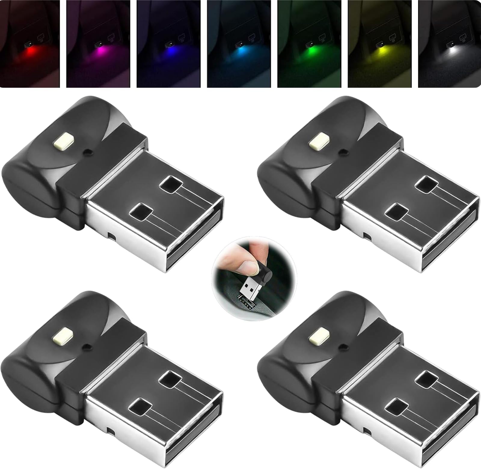 YOUNLEN 4 Pieces USB Car Ambient Lighting,USB LED Car Interior Ambient ...