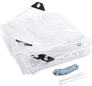 Amazon.com: Clear Tarp 6 × 6 Ft, Clear Vinyl Tarp with Grommets ...