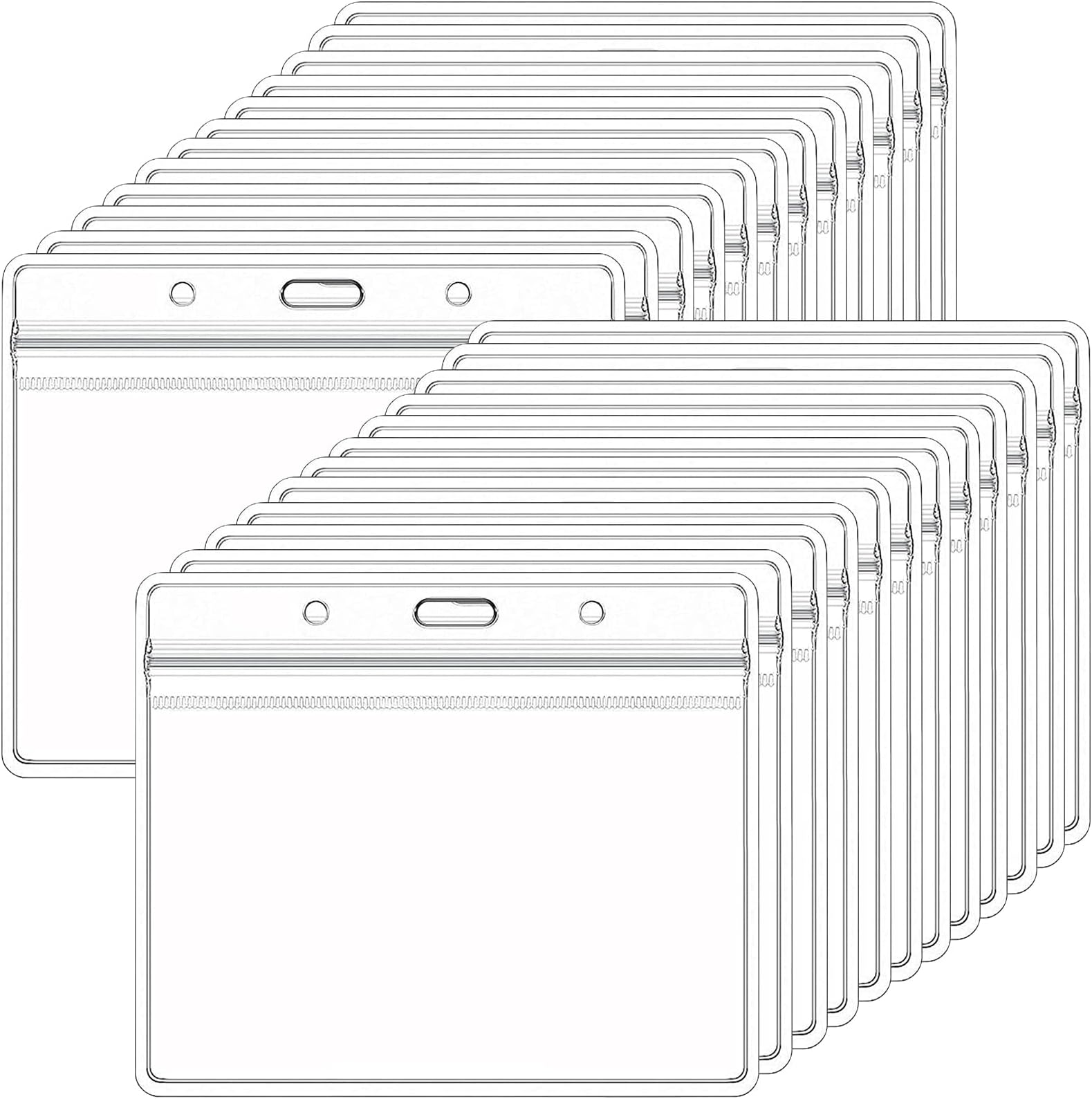 SINGOMON 100PCS 4x3 Inches Badge Holders Clear Horizontal Name Tags ...