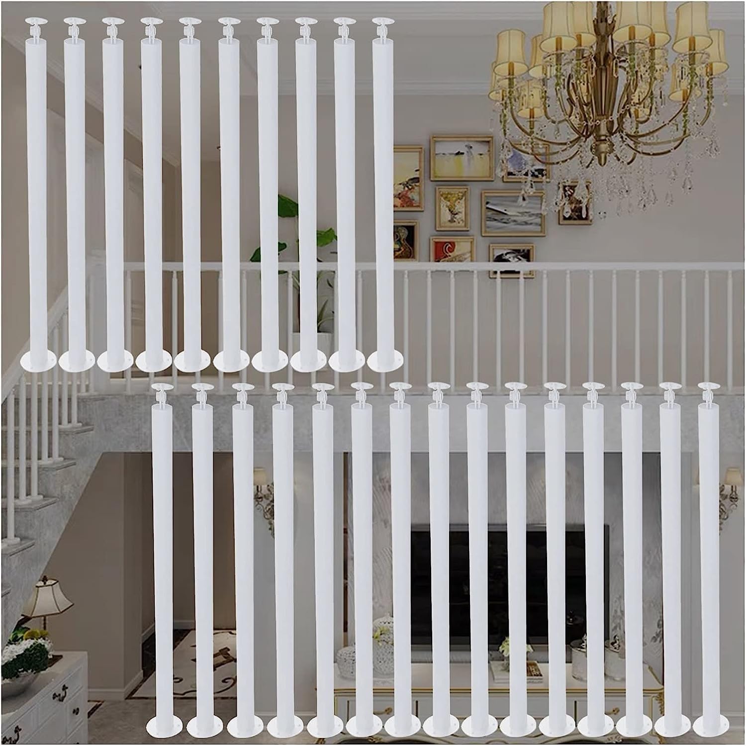Amazon.com: SAFWEL Indoor Stair Railing Deck Balusters White Stair ...