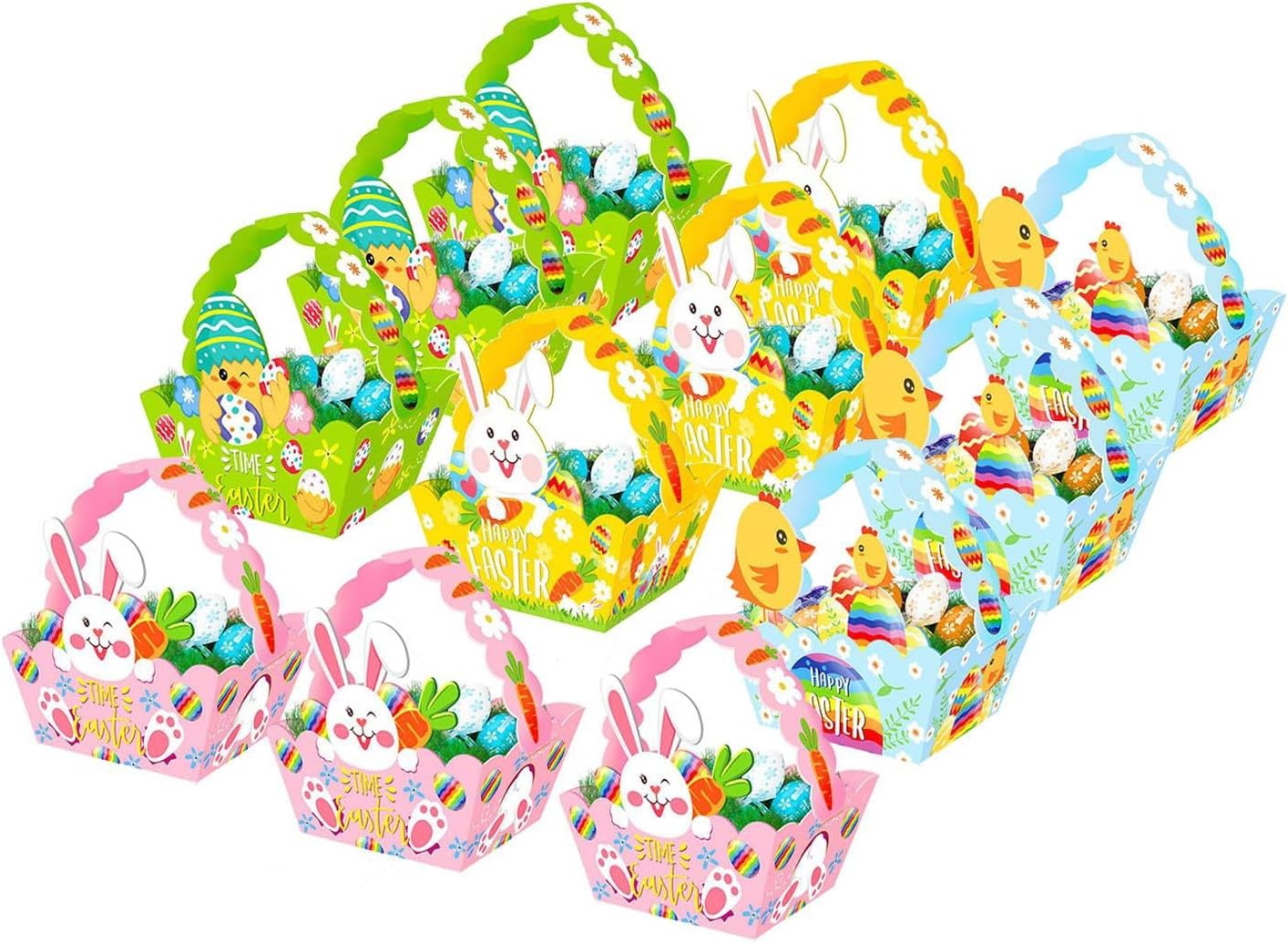 KiBcsLic 12Pcs Easter Baskets Gift Baskets 4 Designs DIY Containers ...