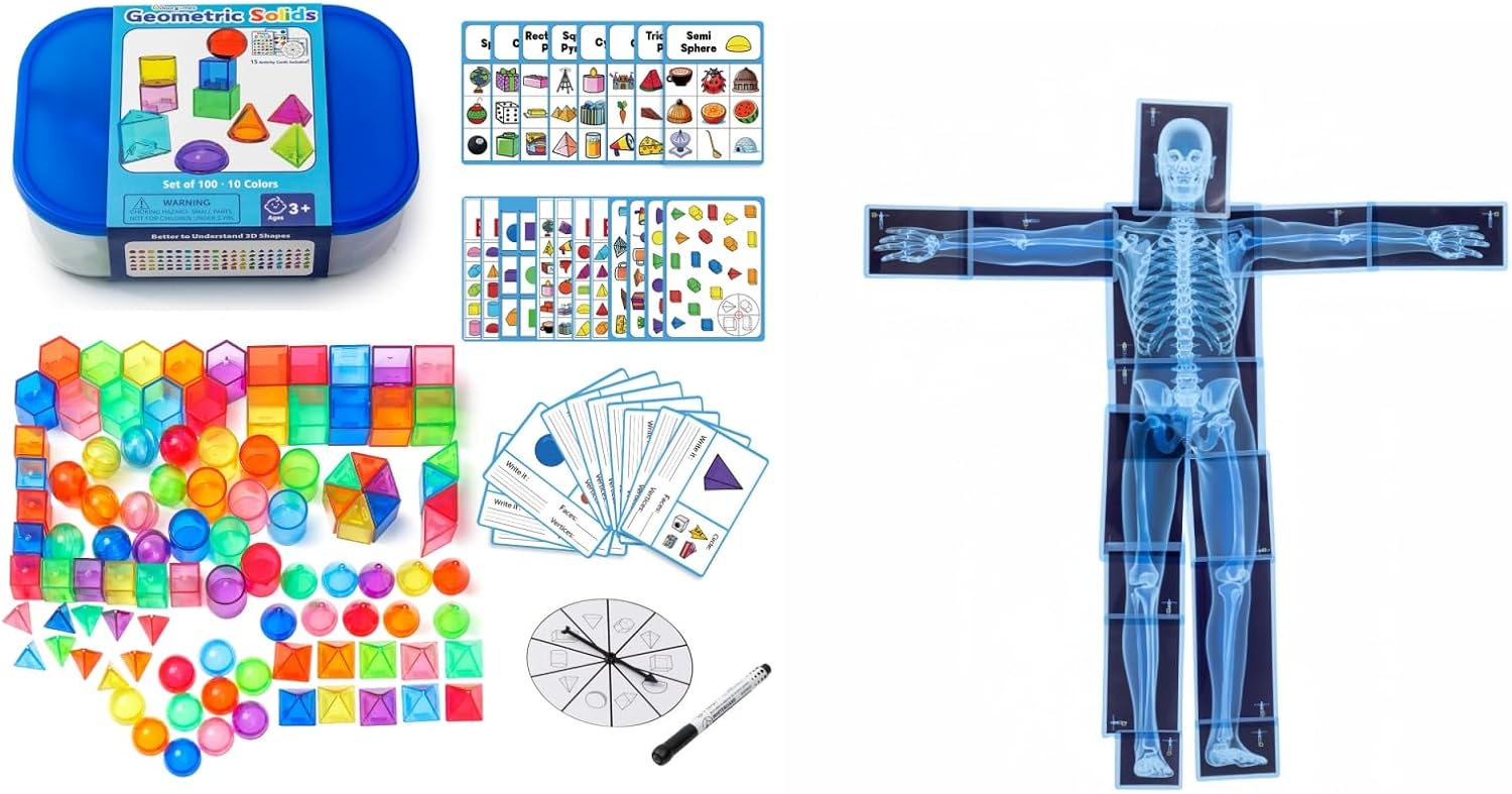 Amazon.com: Odoorgames 100 Pcs 3D Shapes for Teaching - Geometric ...