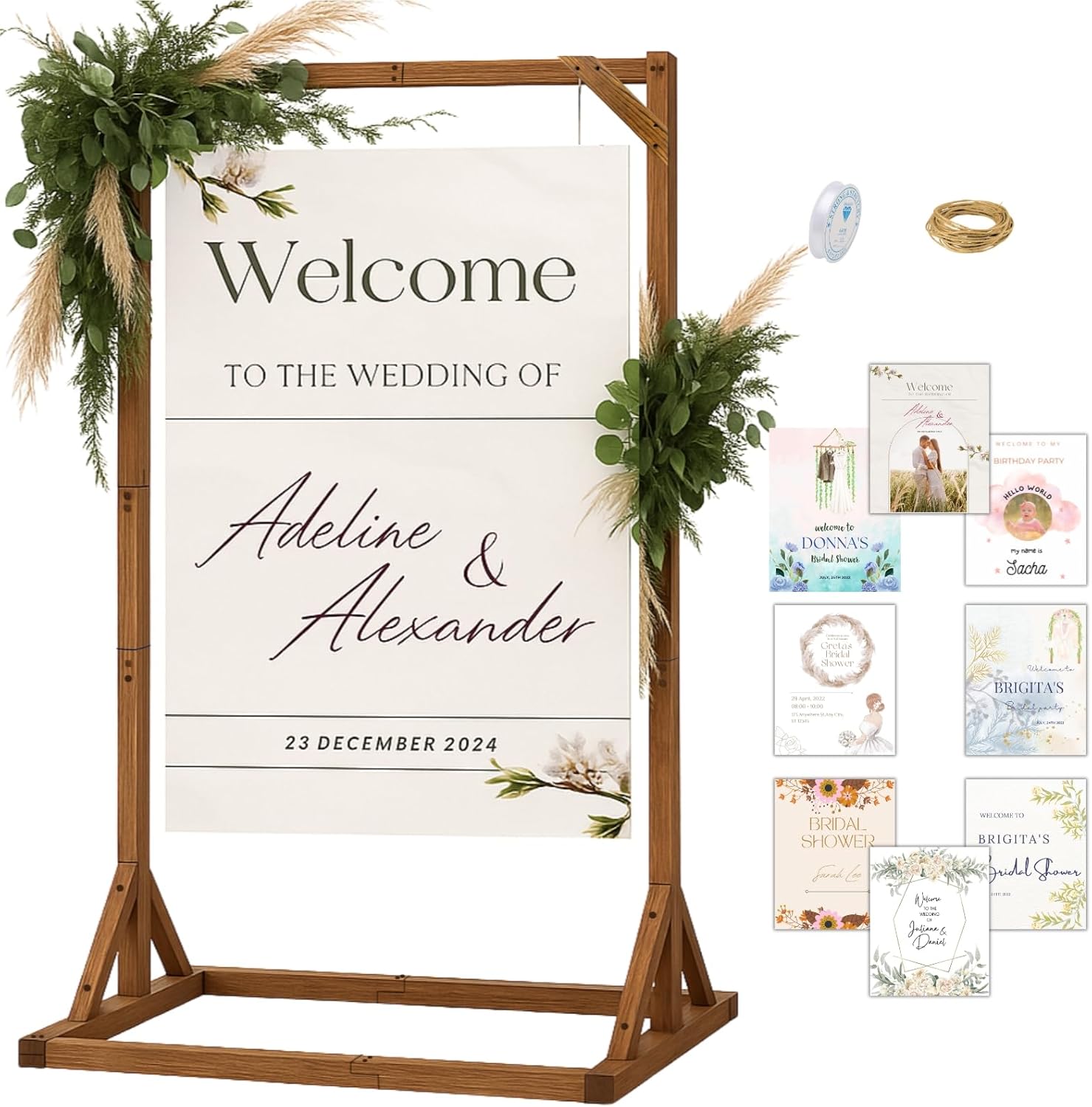 Amazon.com: Merrifete Wooden Welcome Sign Stand, Adjustable Sign Holder ...