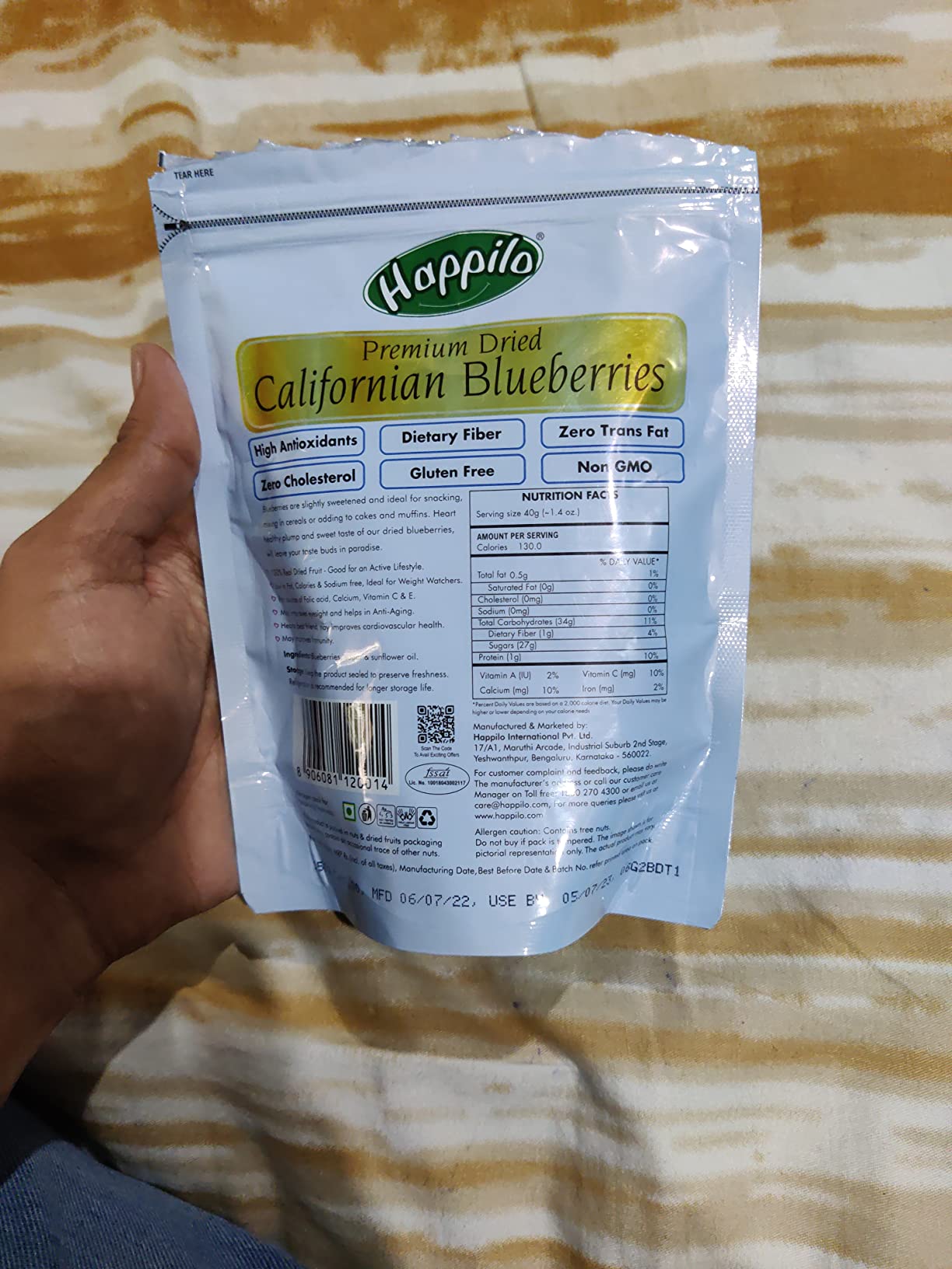 Happilo Premium Dried Californian Blueberries 150 g (Pack of 1) | Rich ...