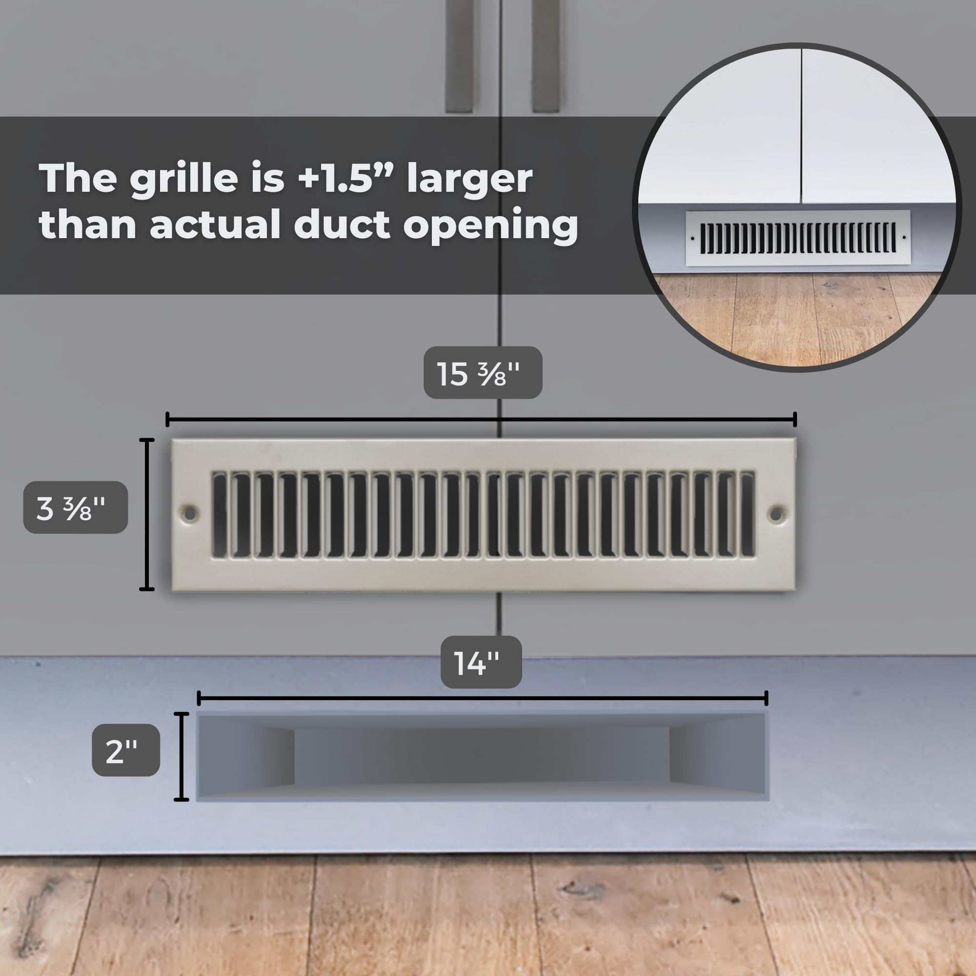 Snapklik.com : 2 Pack Of 2"H X 14"W Duct Opening Toe Kick Vent Cover ...