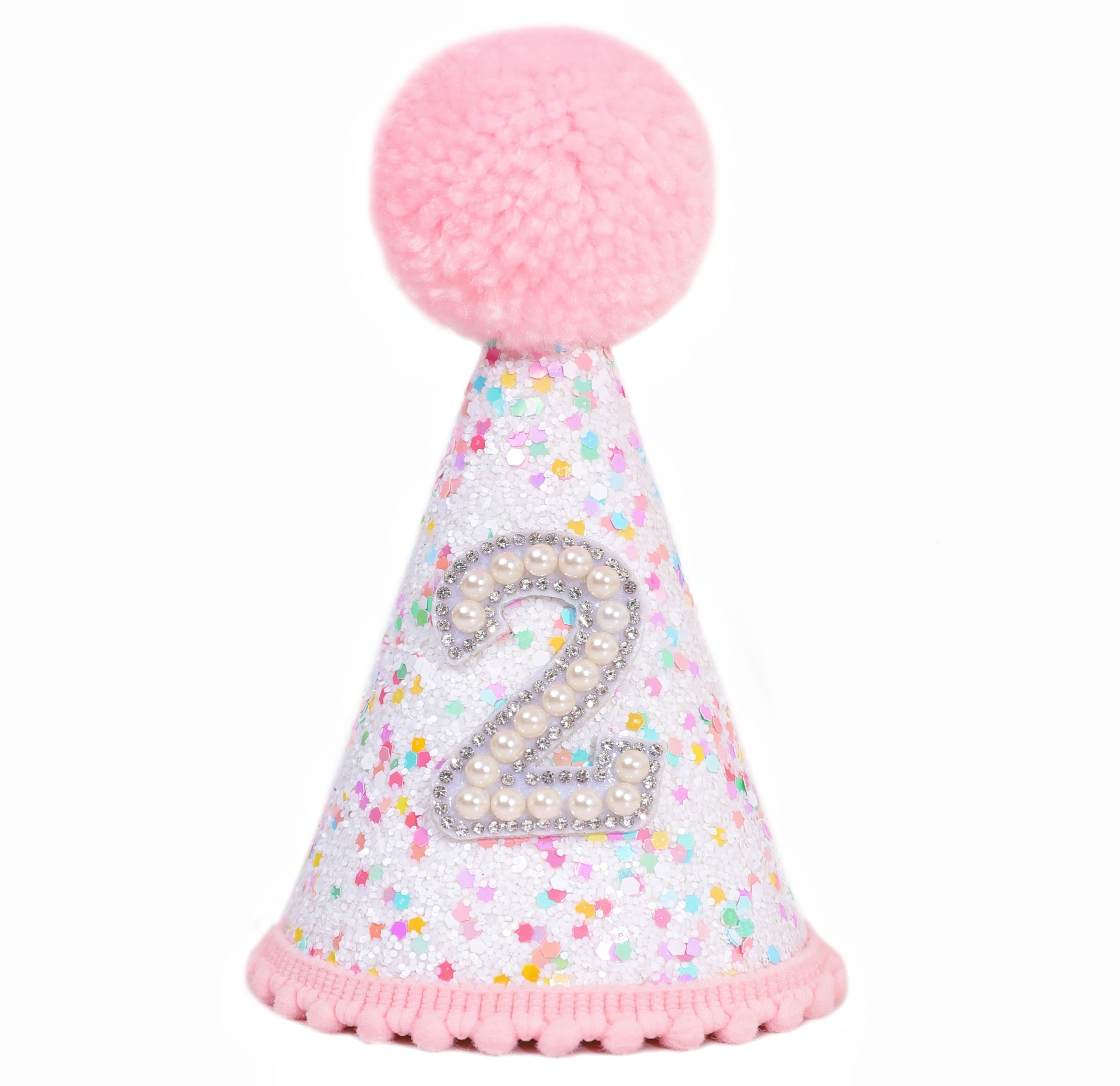 Amazon.com: BASCT Pink 2nd Birthday Hat - Colorful Dots Birthday Hat ...