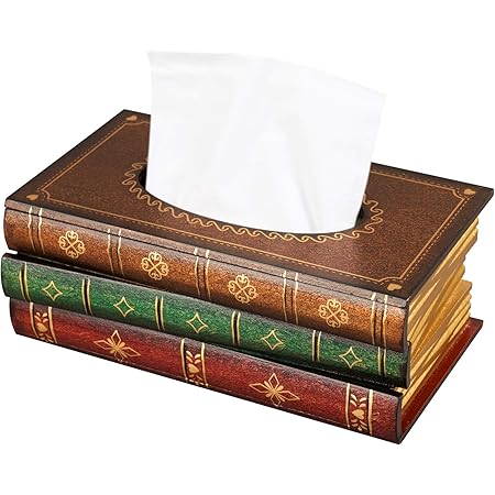 Amazon.com: MyGift Vintage Stacked Books Design Solid Wood Tissue Box ...