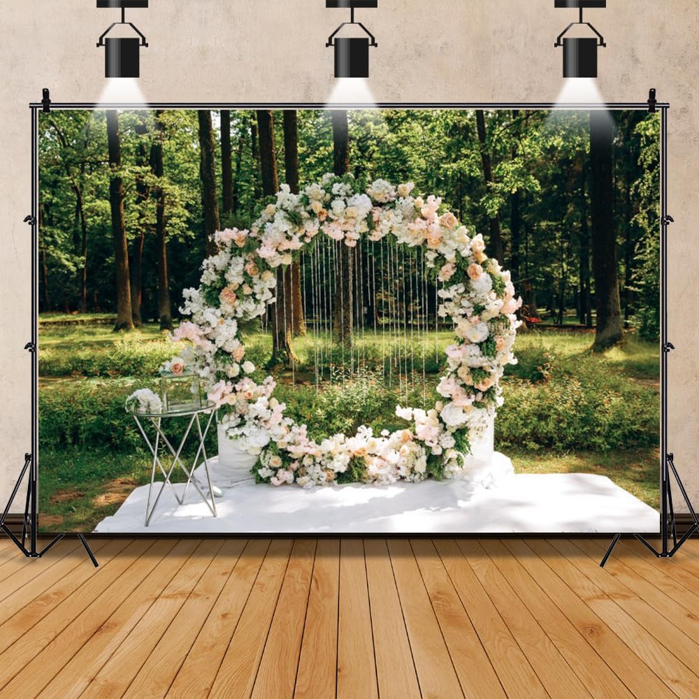 Amazon.com : 7x5ft Arched Wreath Wedding Backdrop Wedding Flowers ...