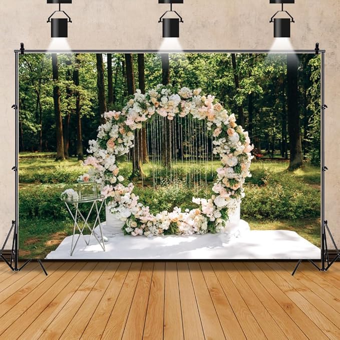 Amazon.com : 7x5ft Arched Wreath Wedding Backdrop Wedding Flowers ...