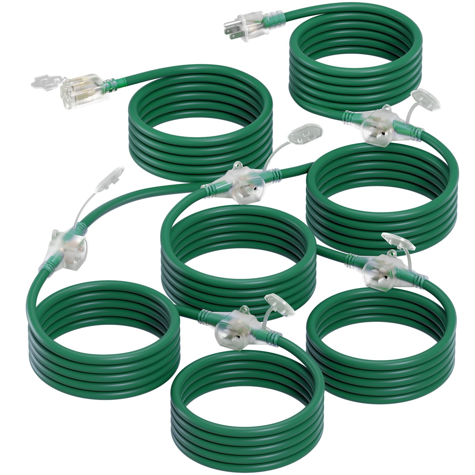 addlon 50FT Outdoor Extension Cord with Mutil Outlets Evenly Spaced 6 ...