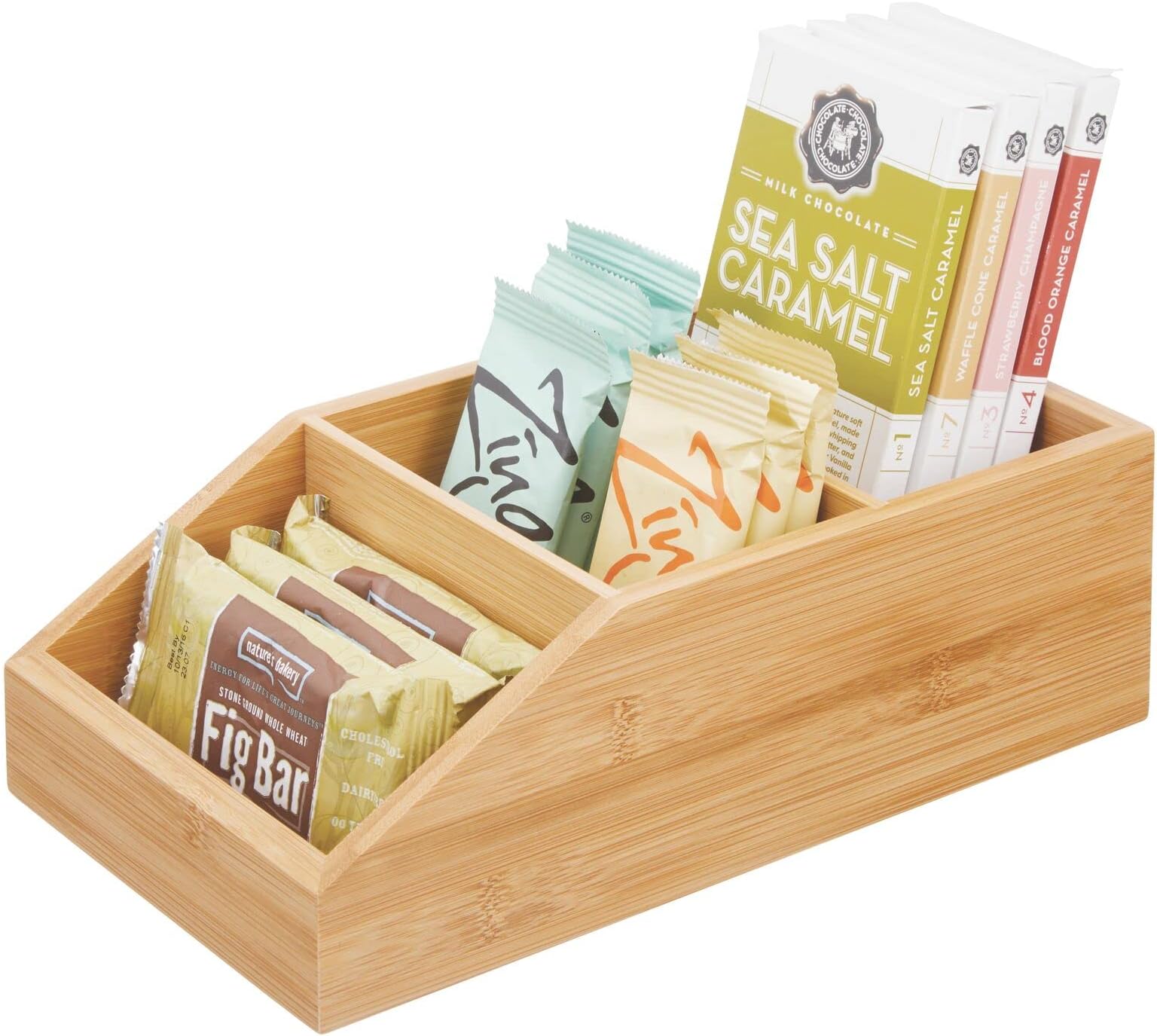 Amazon.com: mDesign Small Wooden Rectangular Bin, Natural Cane ...