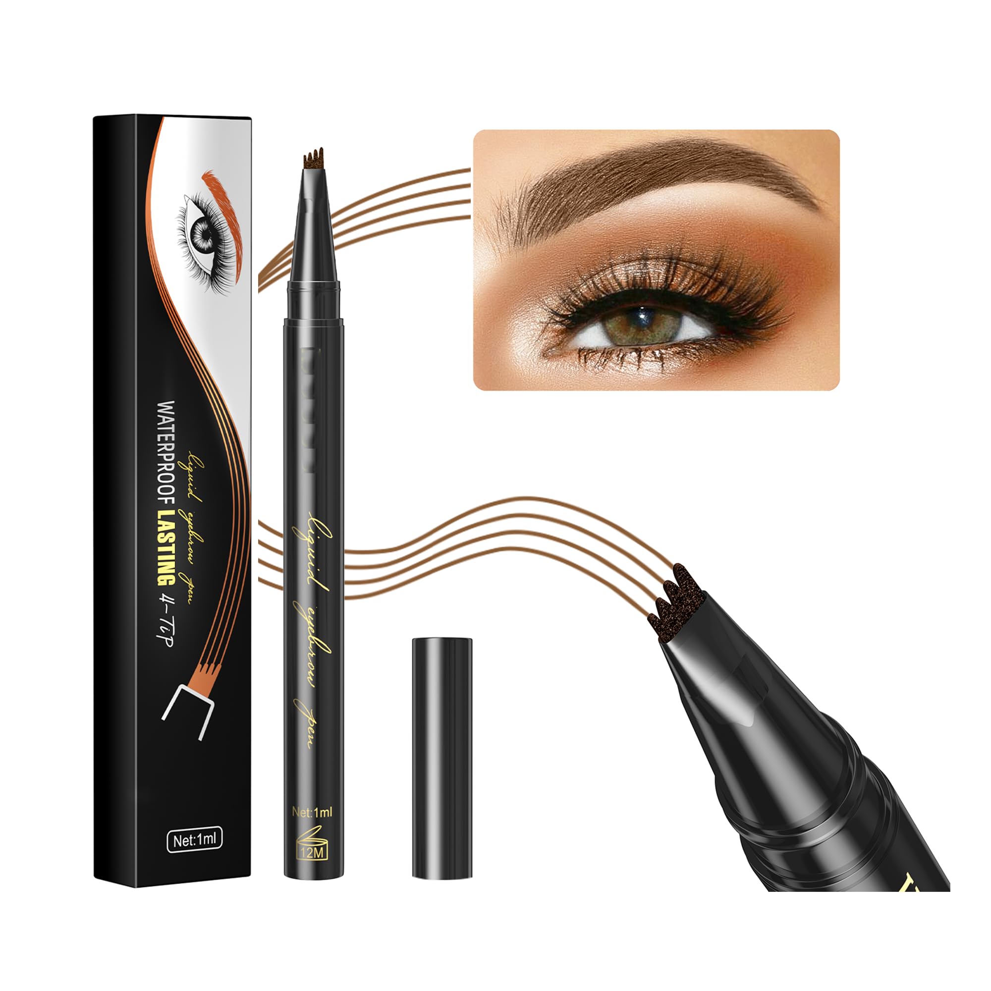 Amazon.com : Eyebrow Pen, Micro 4 Point Makeup Pens, Microblading Eye ...