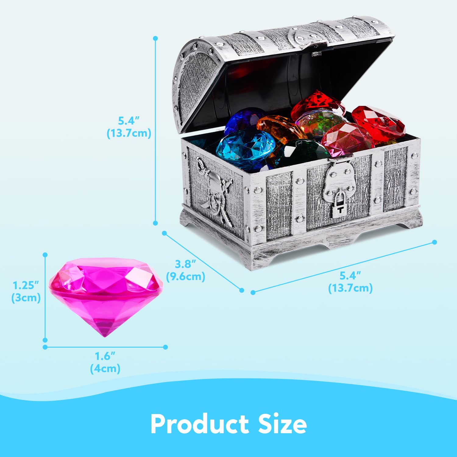 Treasure Chest Enqiretly 10 Pieces Diving Gem Pool Toy Treasure With ...