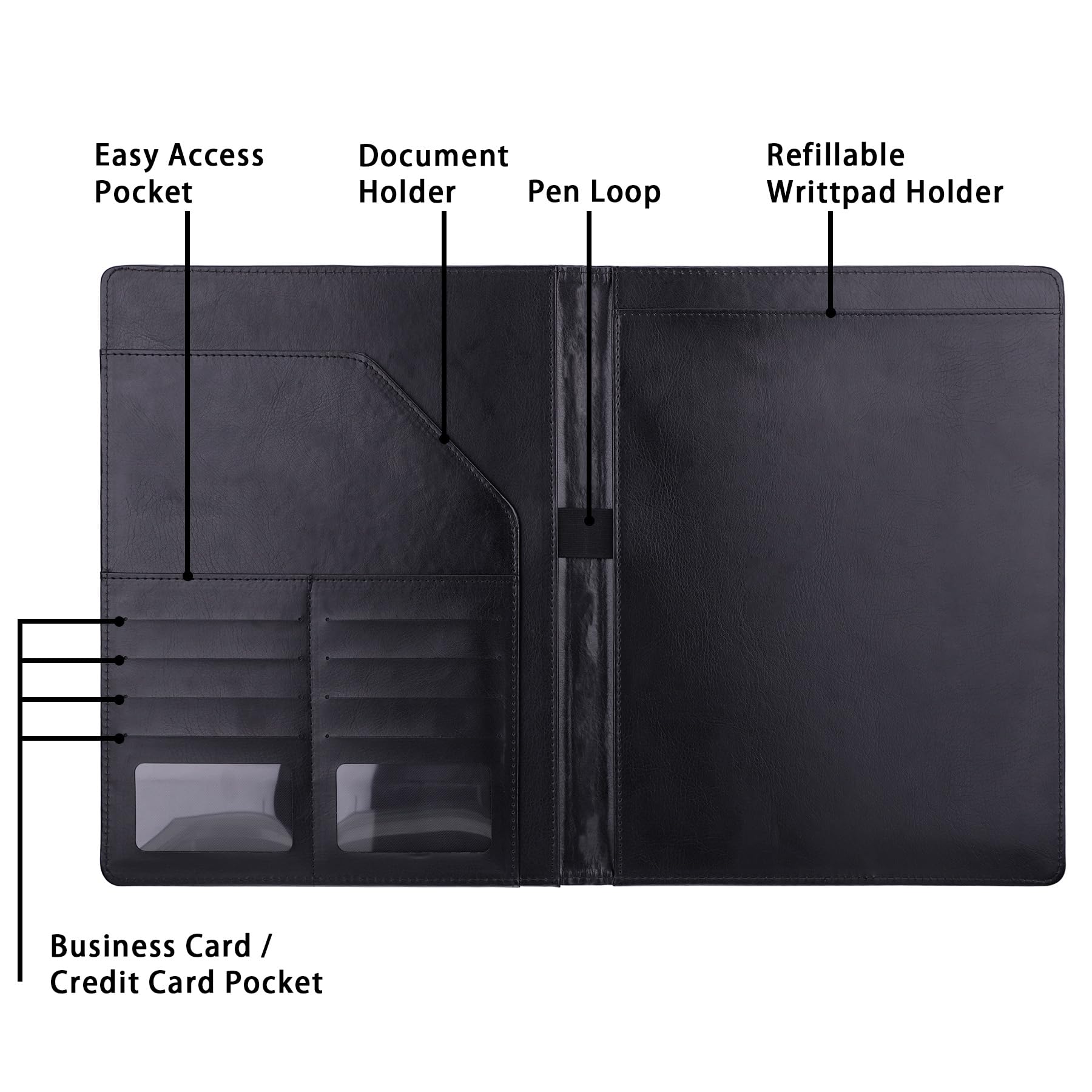 Snapklik.com : Padfolio Portfolio Organizer Binder, PU Leather ...