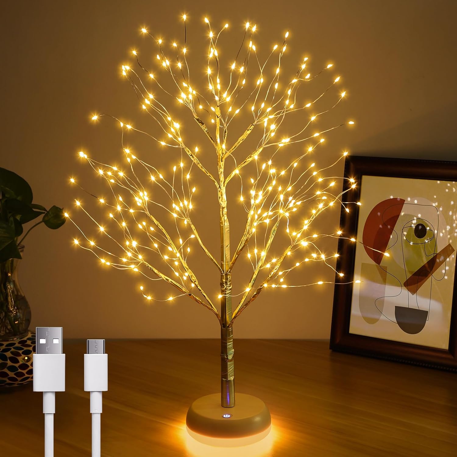 Amazon.com: 255LED Bonsai Tree Light, Rechargeable Twinkling Tree Table ...